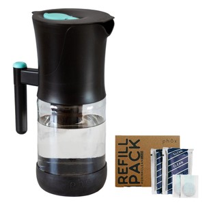 Phox Water V2 2.2L Glass Water Filter Jug & 3 Month Clean Filter Pack ...