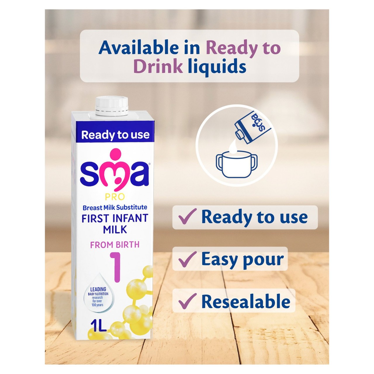 SMA Pro 1 First Infant Milk Ready to Use, From Birth - Ocado