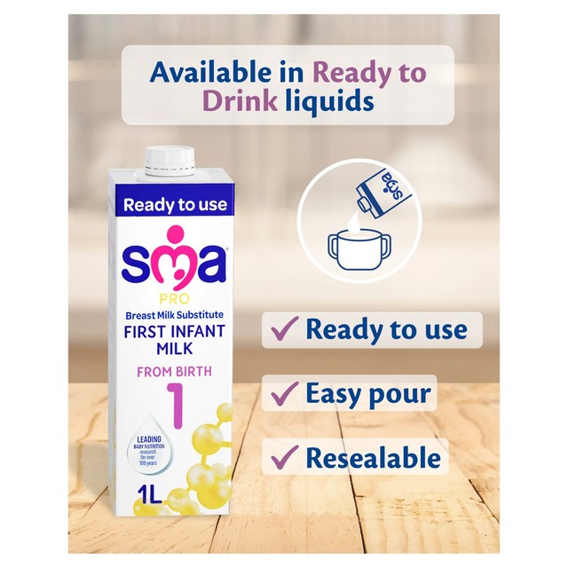 SMA Pro 1 First Infant Milk Ready to Use, From Birth - Ocado