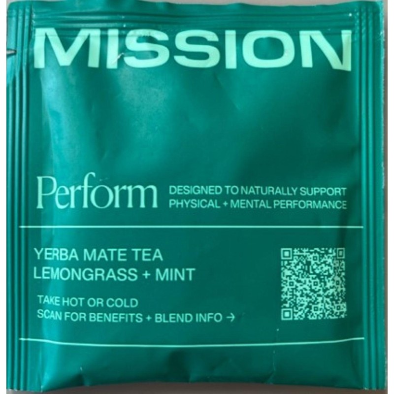 MISSION Perform Yerba Mate Tea with Lemongrass + Mint Envelopes sample ...