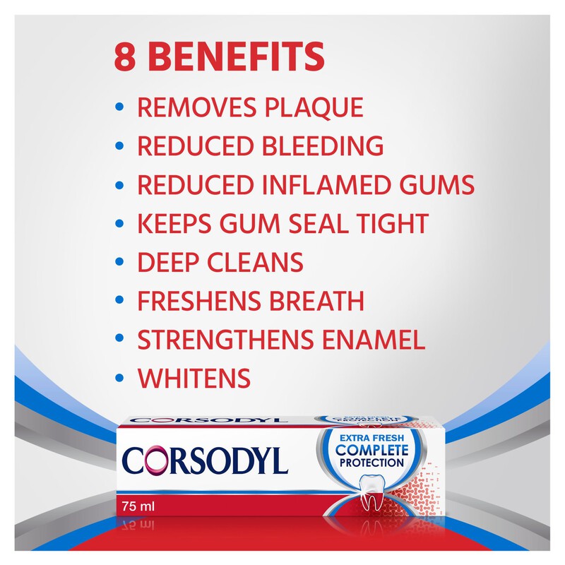 Corsodyl Complete Protection Gum Care Toothpaste Extra Fresh 75ml - Ocado
