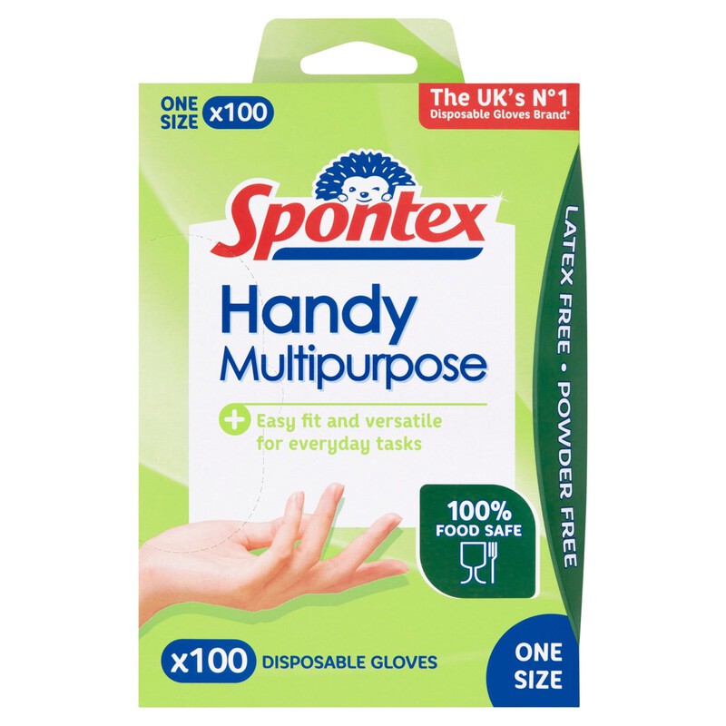Spontex Handy Multi-Purpose Disposable Gloves Latex Free & Powder Free ...