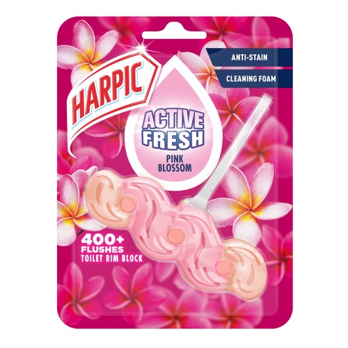 Harpic Active Fresh Pink Blossom Toilet Rim Block Single - Ocado