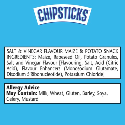 Chipsticks Salt & Vinegar Multipack Crisps 6 x 17g - Ocado