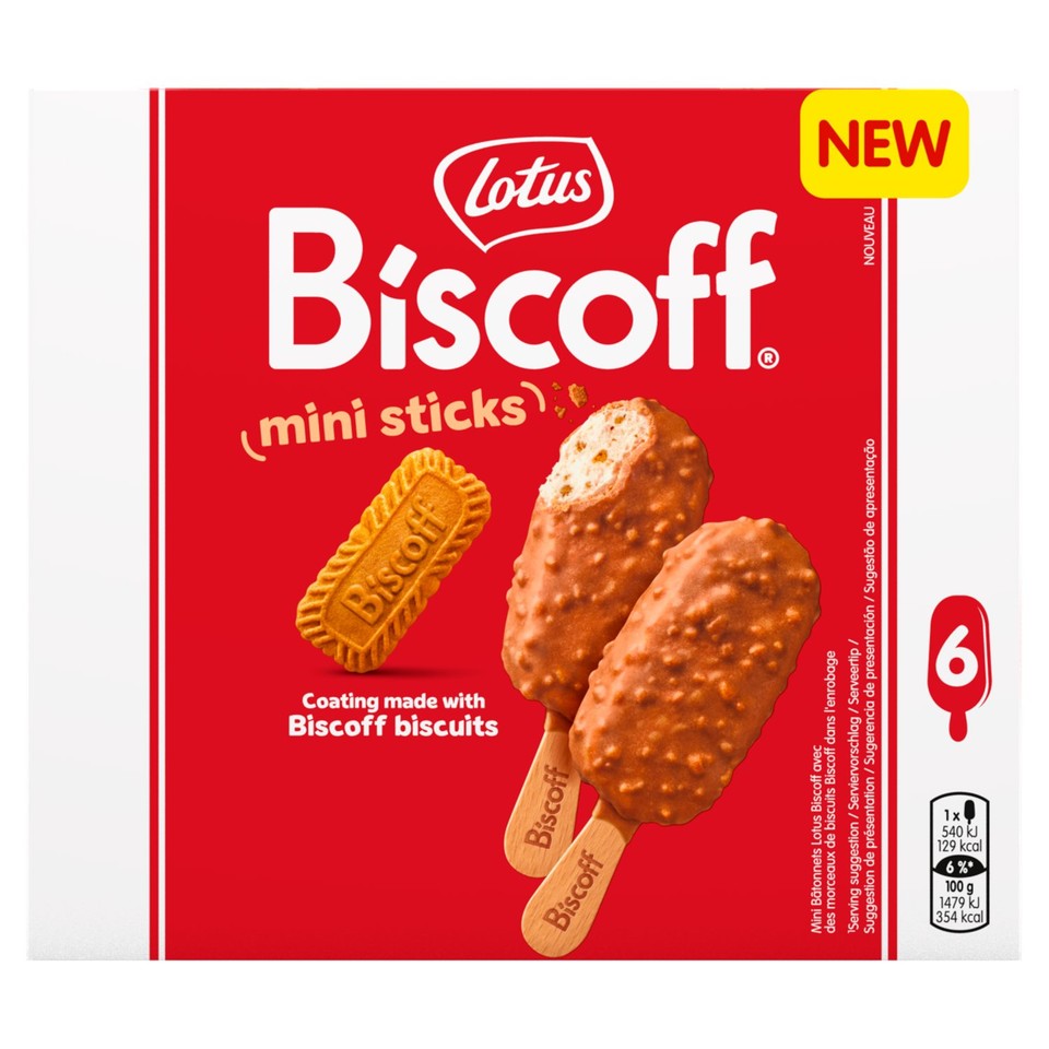 Lotus Biscoff Mini Ice Cream Stick - Ocado
