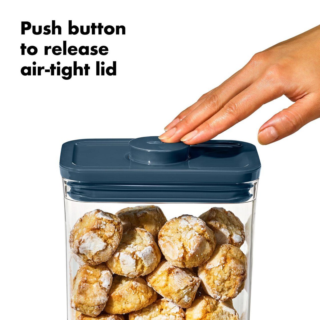 OXO POP Storage Container Rectangle 1.6L, 3 Piece Set, Storm Blue - Ocado