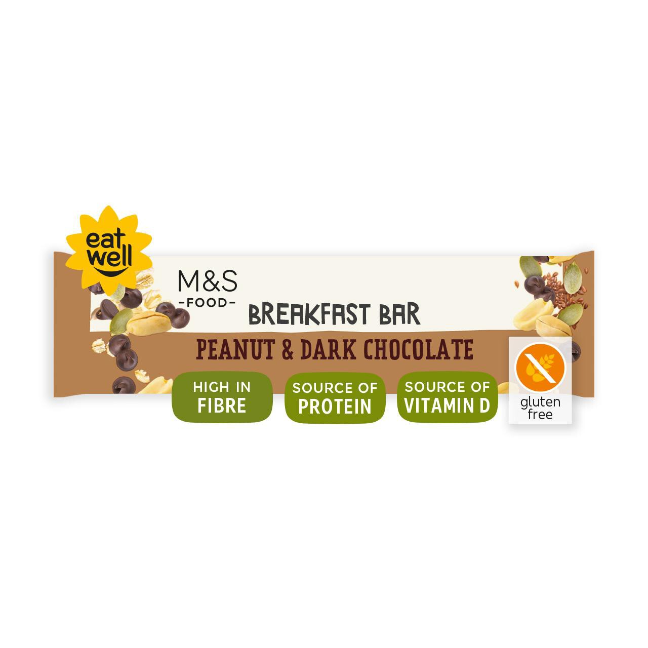 M&S 4 Peanut & Dark Chocolate Gluten Free Breakfast Bars - Ocado