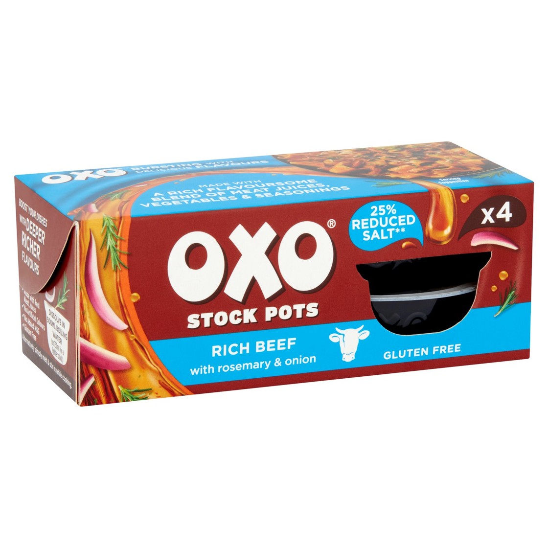 Oxo 4 Reduced Salt Rich Beef Stock Pots - Ocado