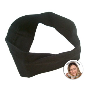 Basicare Black Cotton Headband, super stretchy, one size fits all - Ocado