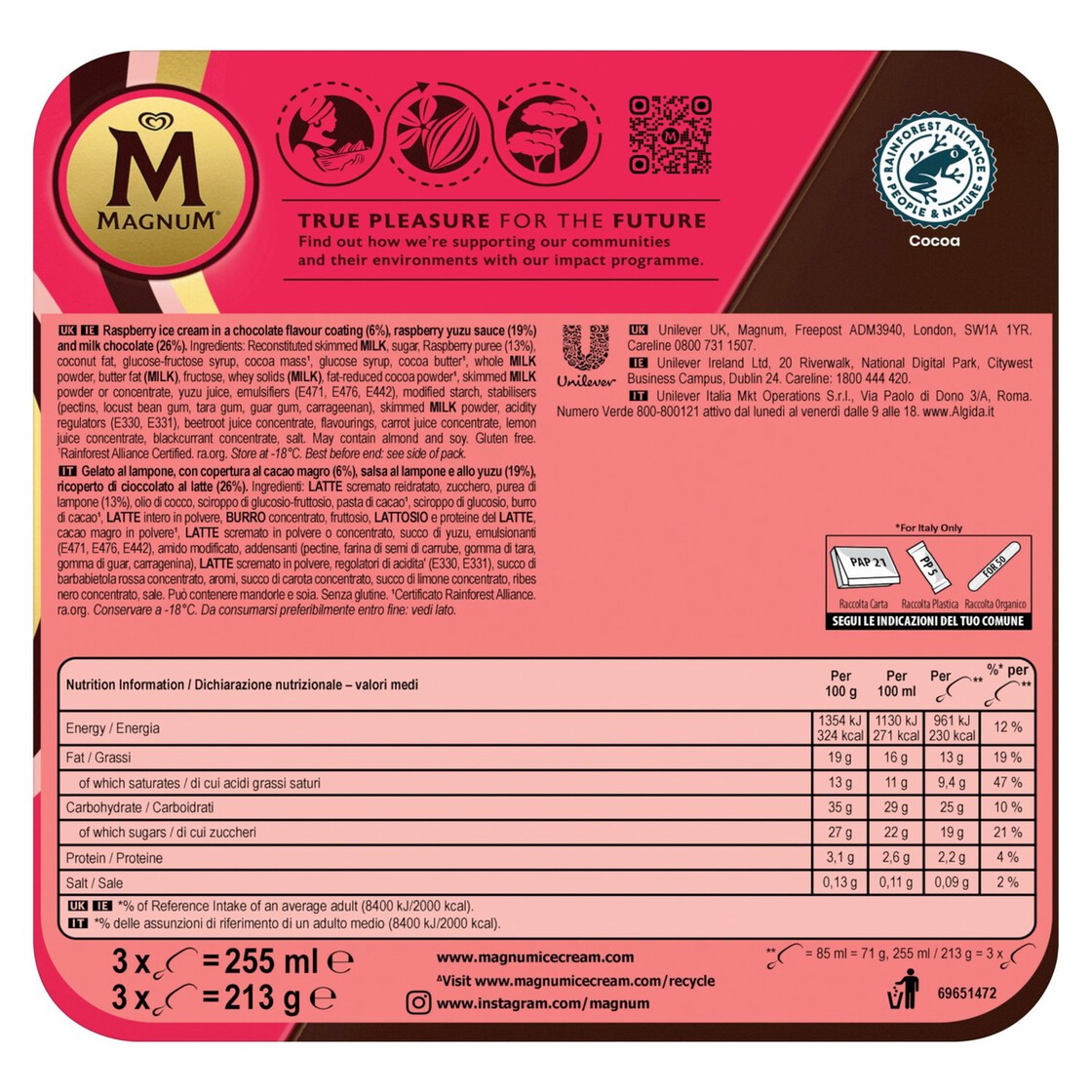 Magnum Double Raspberry Ice Cream Sticks - Ocado