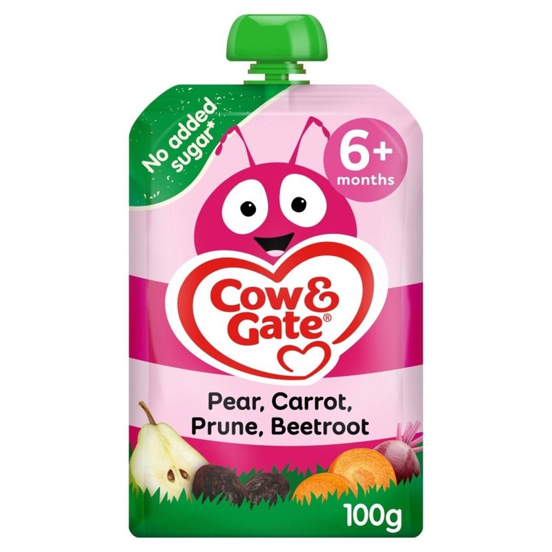 Cow & Gate Fruit Pouch Pear Carrot Prune Beetroot Baby Food 6+ Months - Ocado