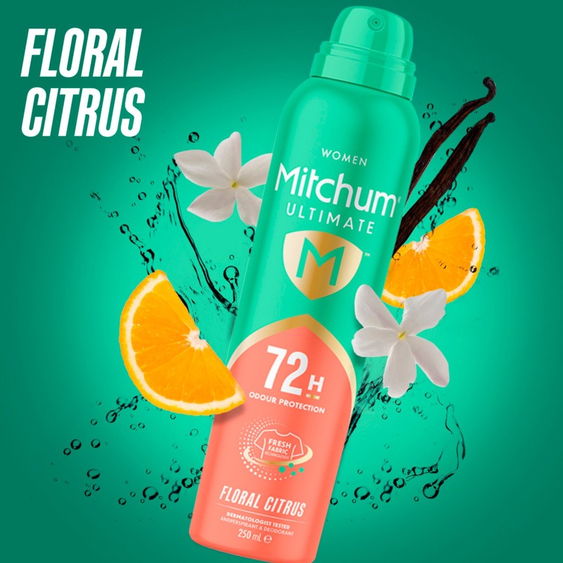 Mitchum Female Ultimate 72HR Anti Perspirant Deodorant Floral Citrus ...