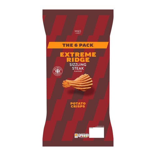 M&S Sizzling Steak Extreme Ridge Cut Crisps Multipack - Ocado