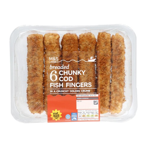 M&S 6 Breaded Chunky Cod Fish Fingers - Ocado
