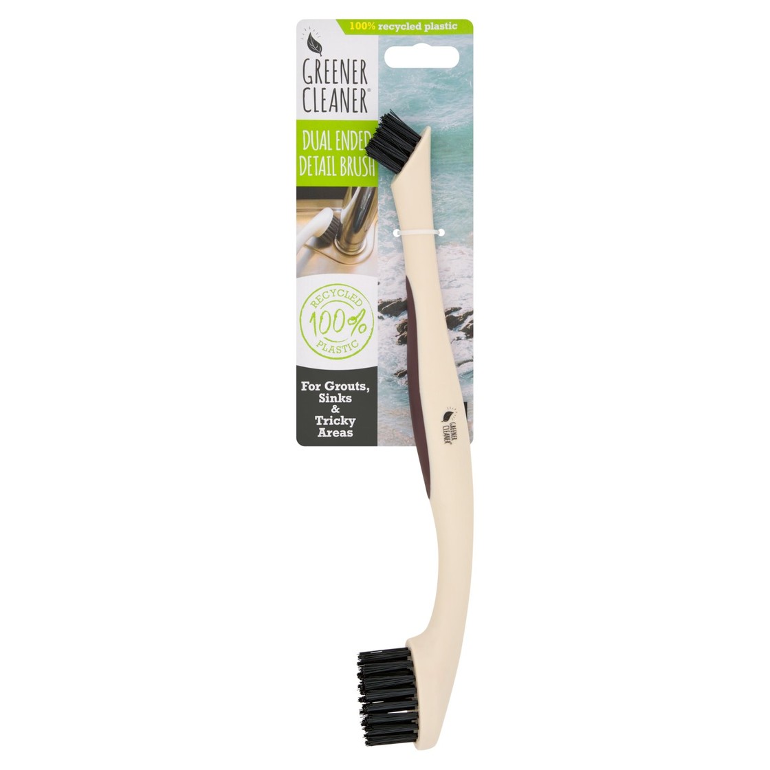 Greener Cleaner Dual Ended Detail Brush Cream 100% Recycled Plastic - Ocado