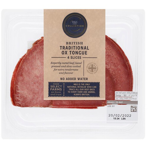 M&S Hand Pressed Ox Tongue 4 Slices - Ocado