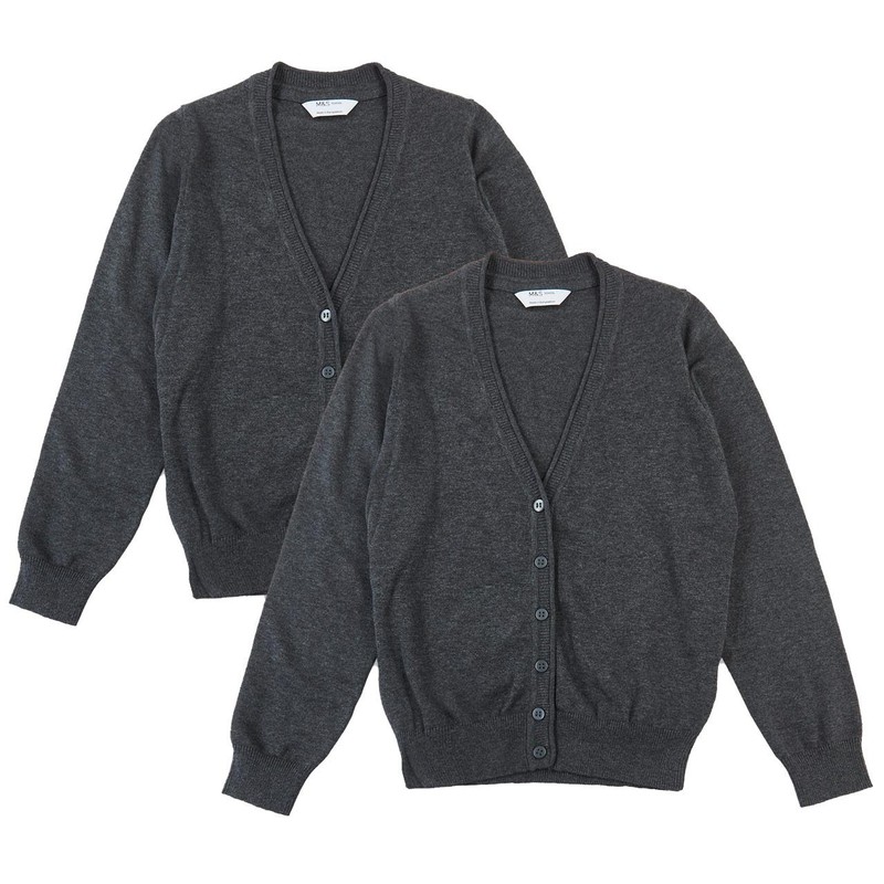 M&S Girls Pure Cotton Cardigan, 9-10 Years, Grey - Ocado