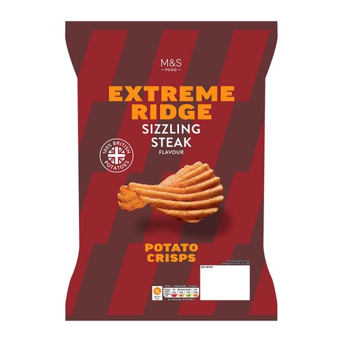 M&S Sizzling Steak Extreme Ridge Cut Crisps - Ocado