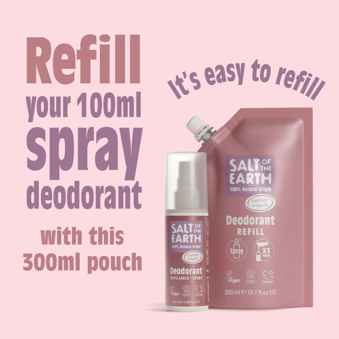Salt of the Earth Natural Deodorant Spray Refill Lavender & Vanilla - Ocado