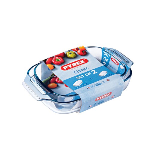Pyrex Classic 2 Piece Rectangular Roaster Set - Ocado