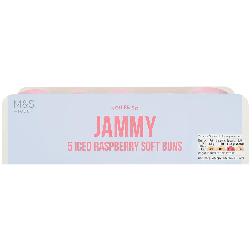 M&S Iced Raspberry Soft Buns - Ocado