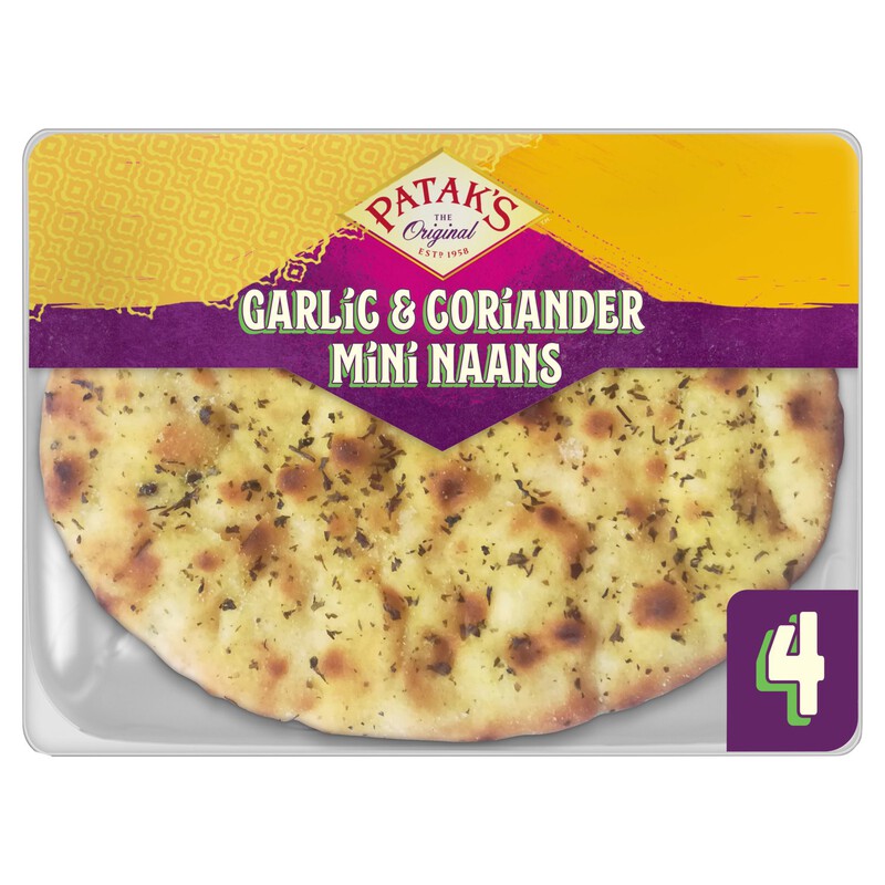 Patak's Garlic & Coriander Mini Naan Breads - Ocado