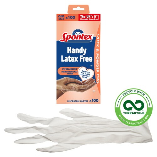Spontex 100 Handy Latex Free Disposable Gloves - Ocado