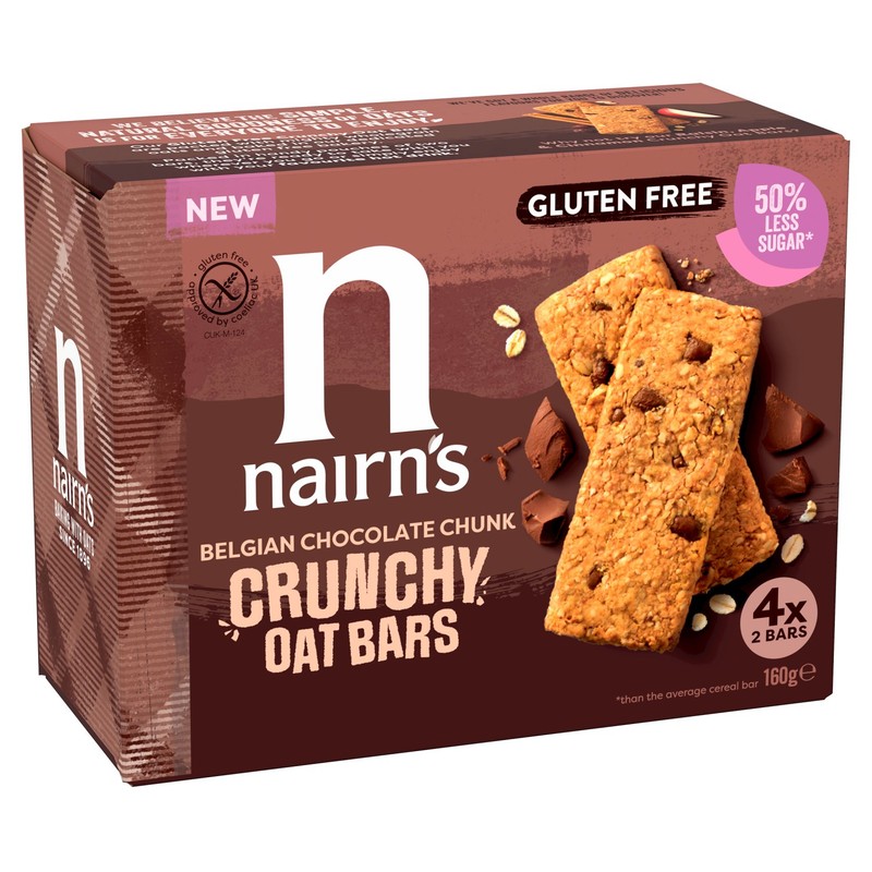 Nairn's Gluten Free Crunchy Oat Bars Belgian Chocolate Chunk - Ocado