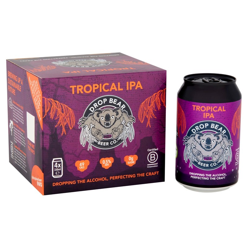 Drop Bear Beer Tropical IPA 4 pack 0.5% Alcohol Free - Ocado