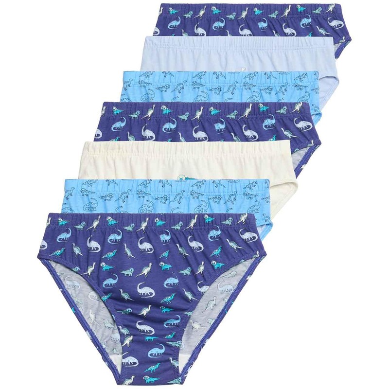 M&S Pure Cotton Dino Briefs, 5-6 Years, Multi - Ocado