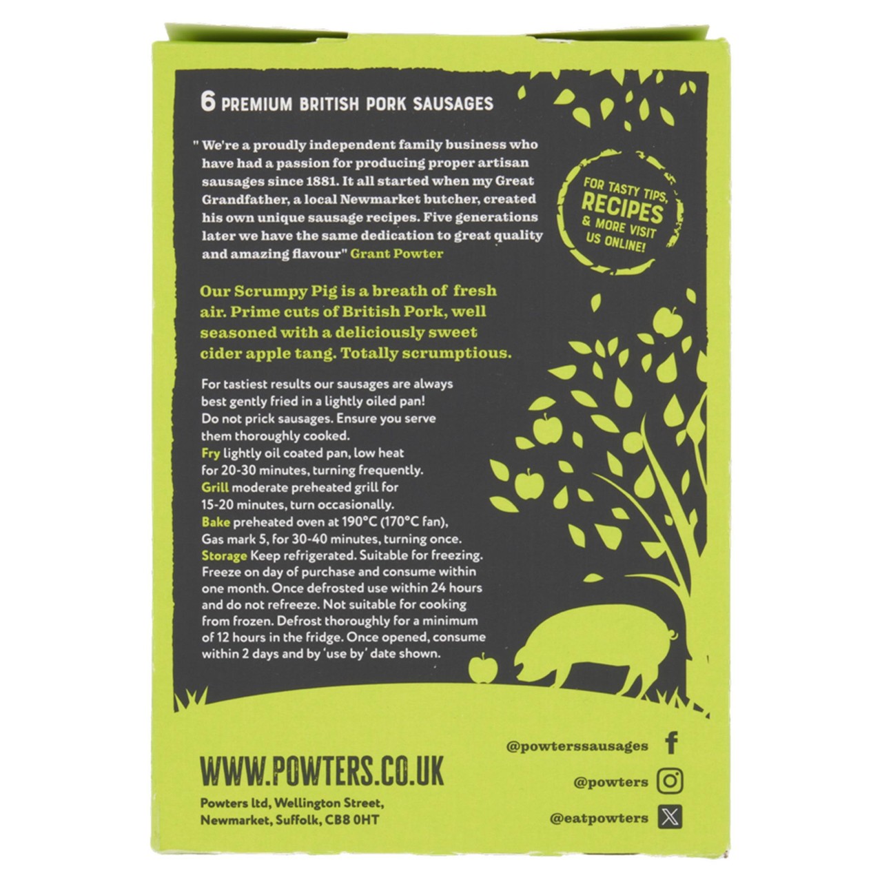 Powters British Outdoor Bred 6 Scrumpy Pig Sausages - Ocado