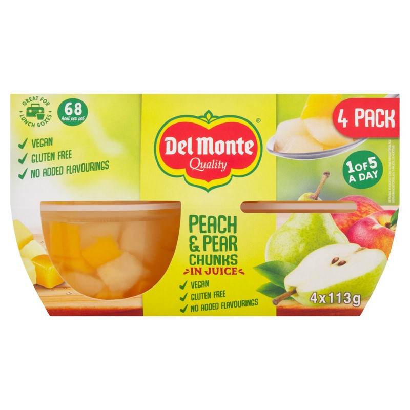 Del Monte Peach & Pear Chunks In Juice Fruit Pot - Ocado