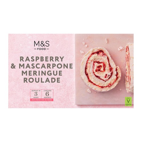 M&S Raspberry & Mascarpone Meringue Roulade Frozen - Ocado