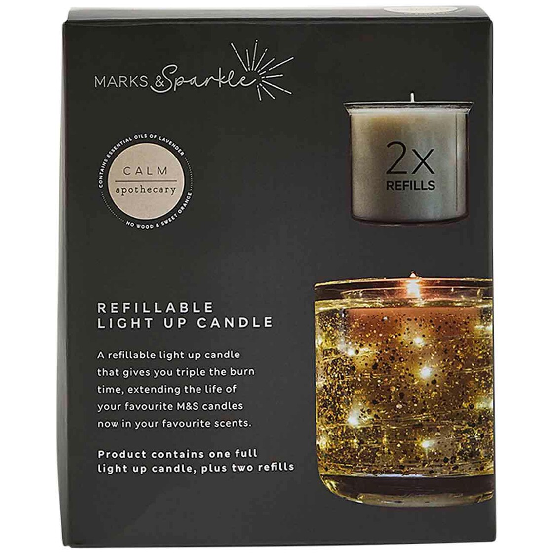 M&S Calm Light Up Candle & Refill Set, Gold - Ocado