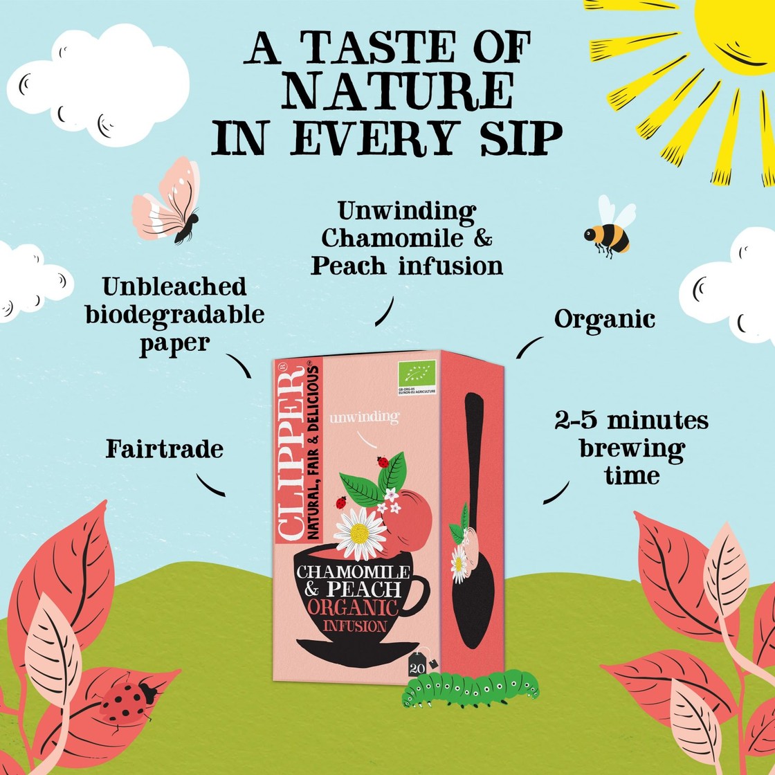 Clipper Chamomile & Peach Organic Tea Bags - Ocado