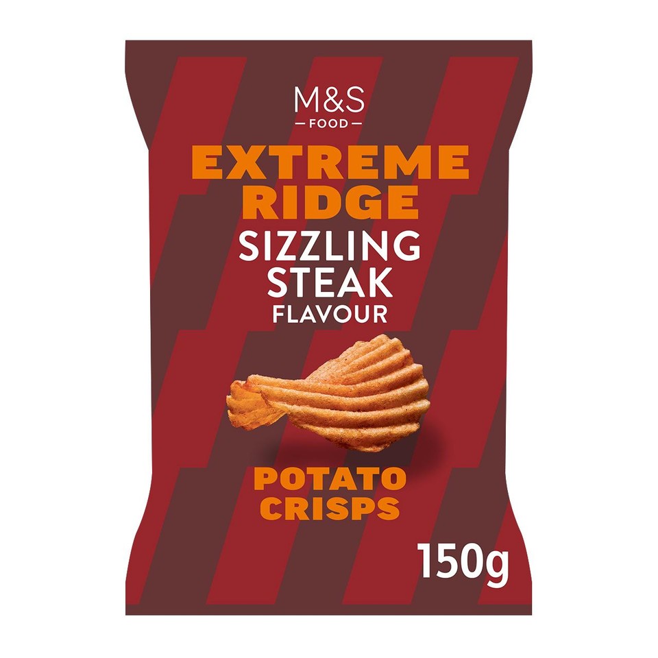 M&S Sizzling Steak Extreme Ridge Cut Crisps - Ocado