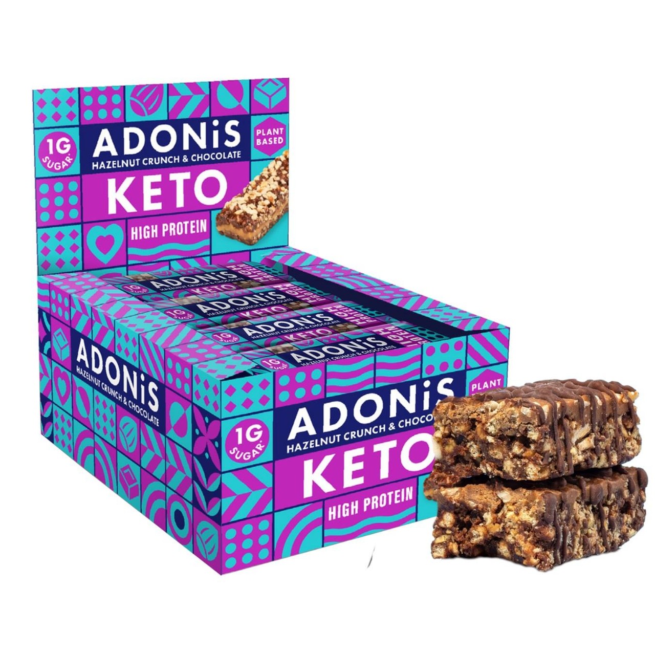 ADONiS Hazelnut Crunch Keto Protein Bar - Box - Ocado