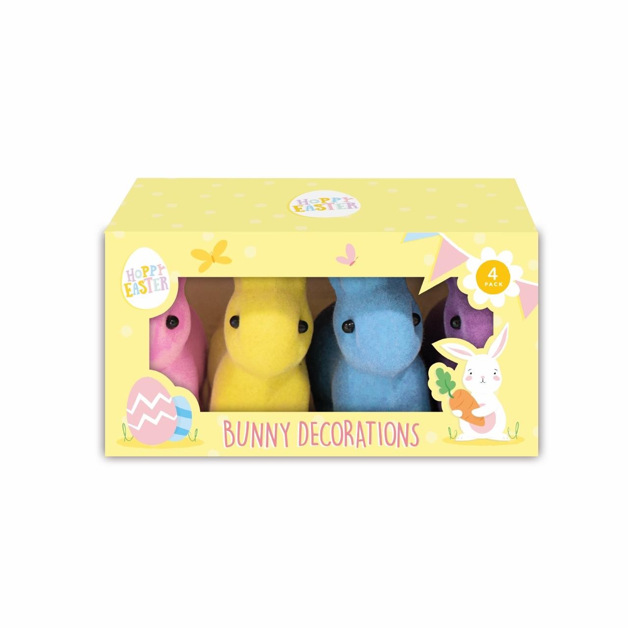 Hoppy Easter Mini Flocked Bunny Decorations - Ocado