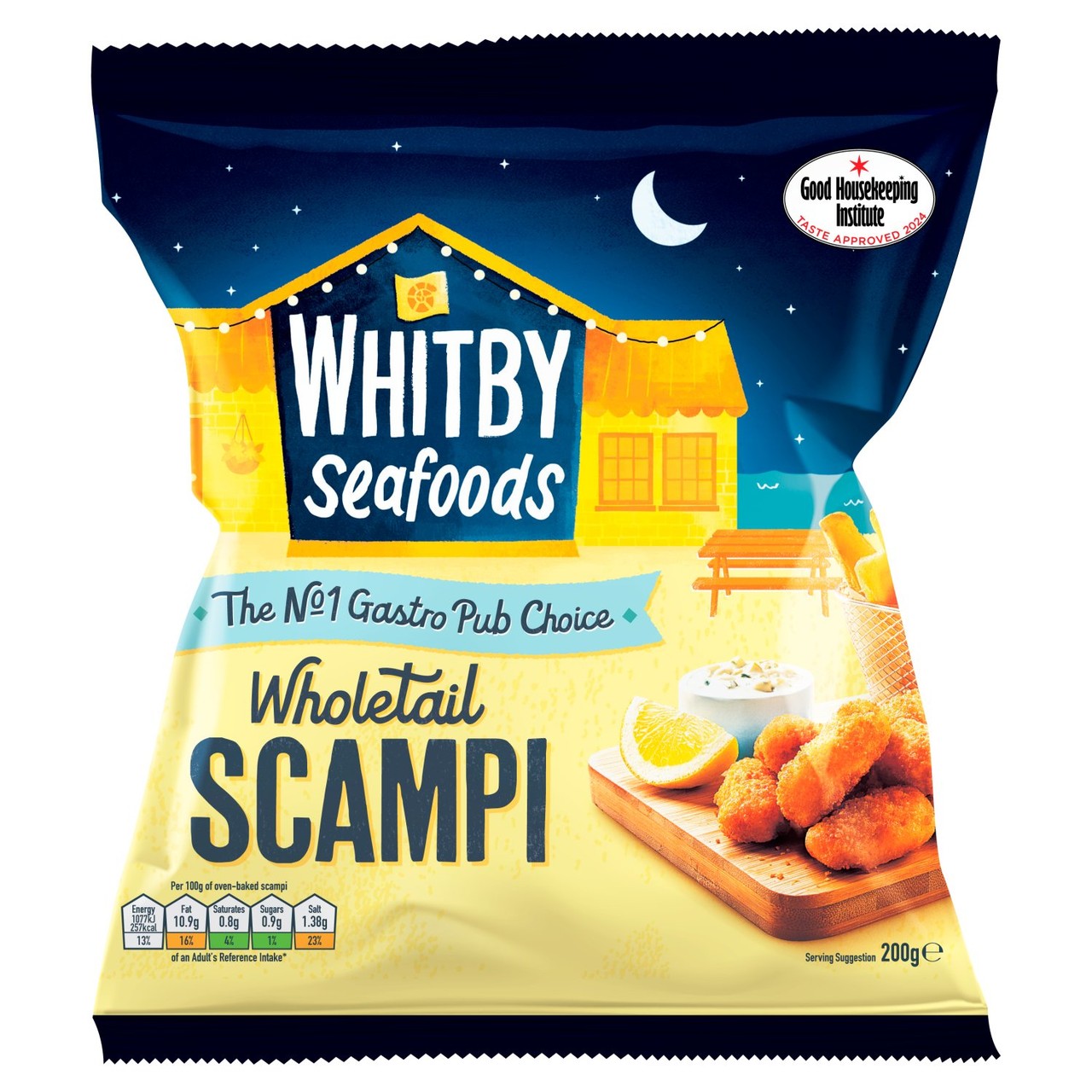 Whitby Seafoods Wholetail Breaded Scampi Frozen - Ocado