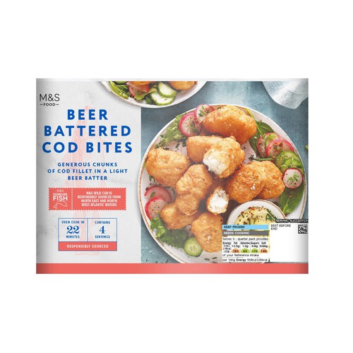 M&S Beer Battered Cod Bites Frozen - Ocado