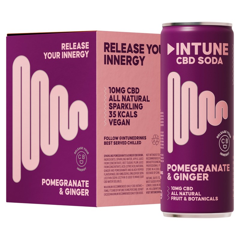 INTUNE Pomegranate & Ginger Sparkling CBD Drink - Ocado