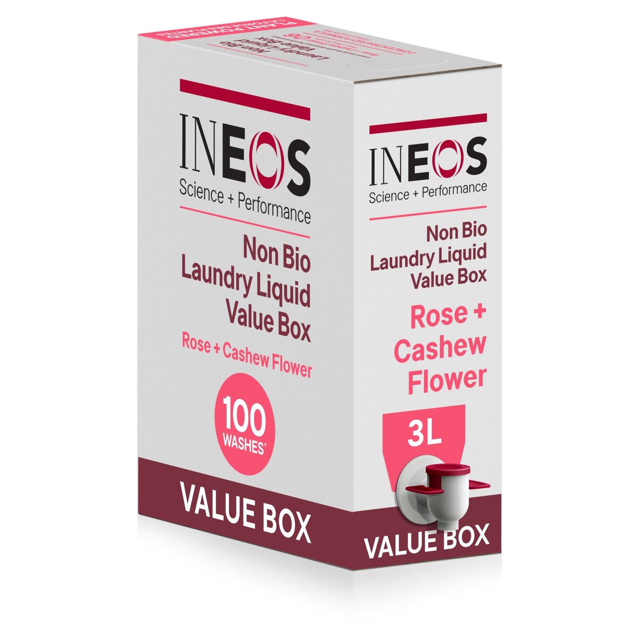 INEOS Non Bio Laundry Liquid XXL Value Box Rose + Cashew Flower 100 ...