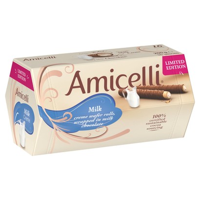 Amicelli Vanilla Milk Creme Crispy Wafer Rolls - Ocado