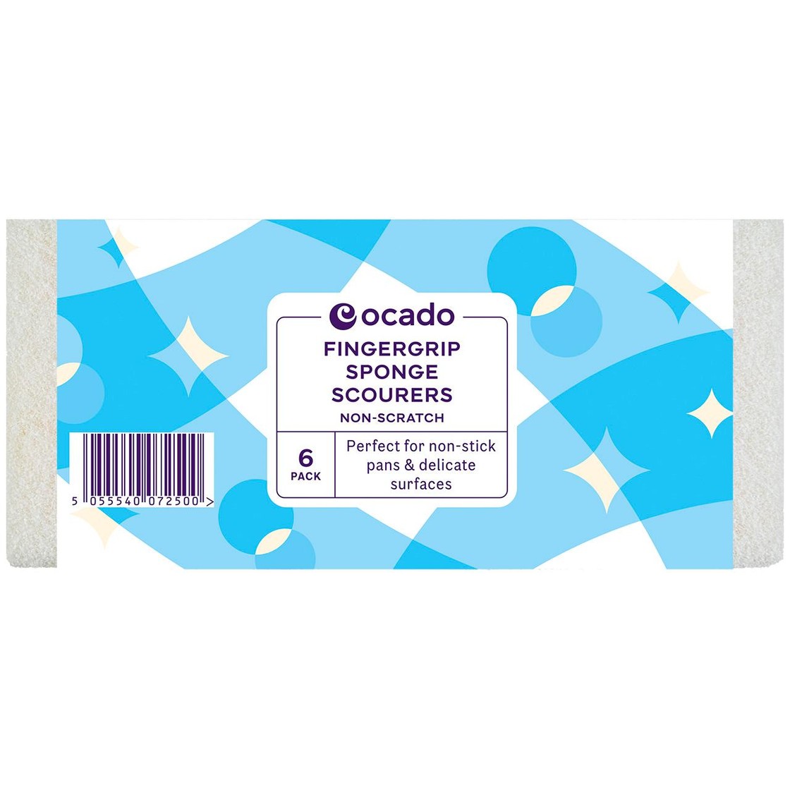 Ocado 6 Non Scratch Finger Grip Sponge Scourers - Ocado