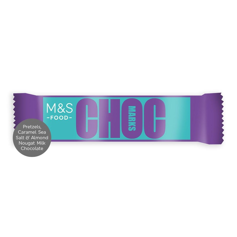 M&S Choc Marks Pretzel, Caramel Sea Salt & Almond Nougat Milk Chocolate ...