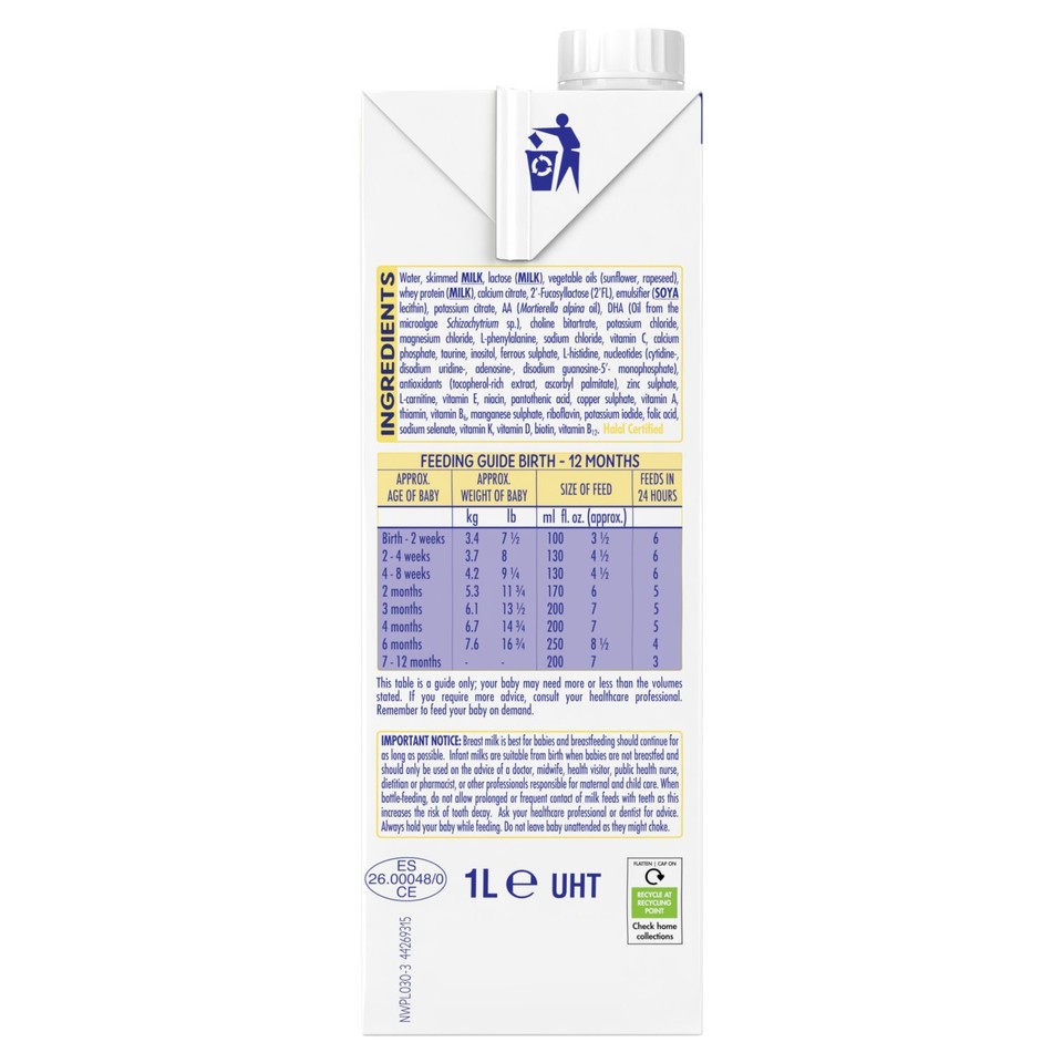 SMA Pro 1 First Infant Milk Ready to Use, From Birth - Ocado