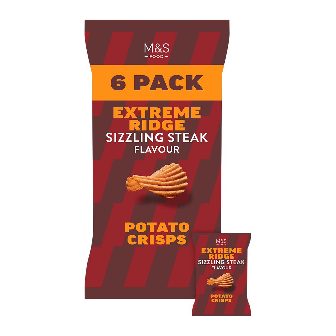M&S Sizzling Steak Extreme Ridge Cut Crisps Multipack - Ocado