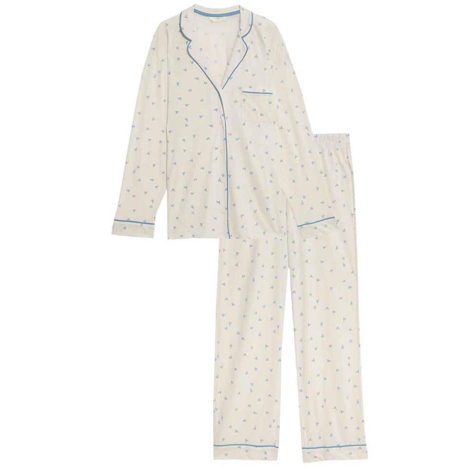 M&S Cotton Modal Cool Comfort Printed PJ, XL, Ivory - Ocado