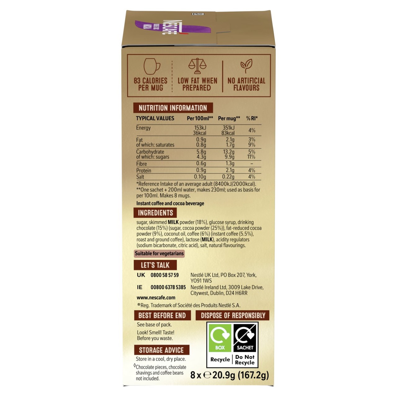 Nescafe Double Choc Mocha Instant Coffee 7 Sachets - Ocado