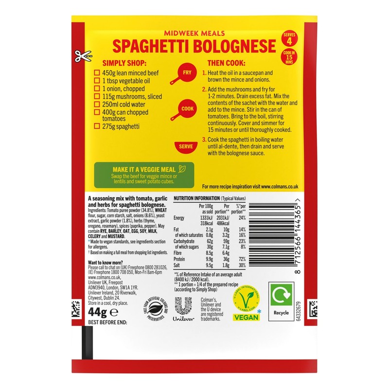 Colman's Spaghetti Bolognese Recipe Mix - Ocado